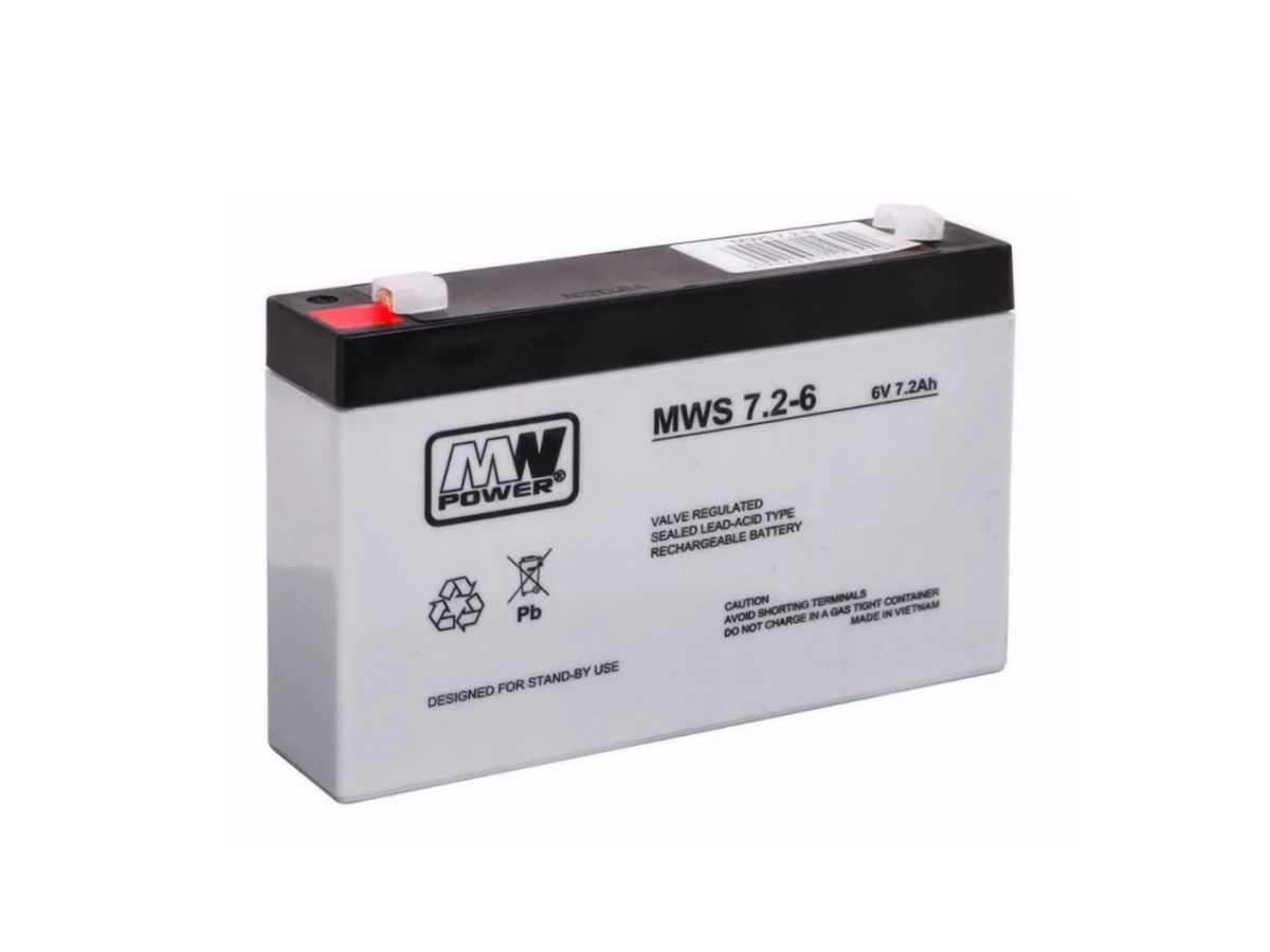 Akumulator żelowy AGM 6V 7.2Ah - MW Power - do aut i pojazdów elektrycznych